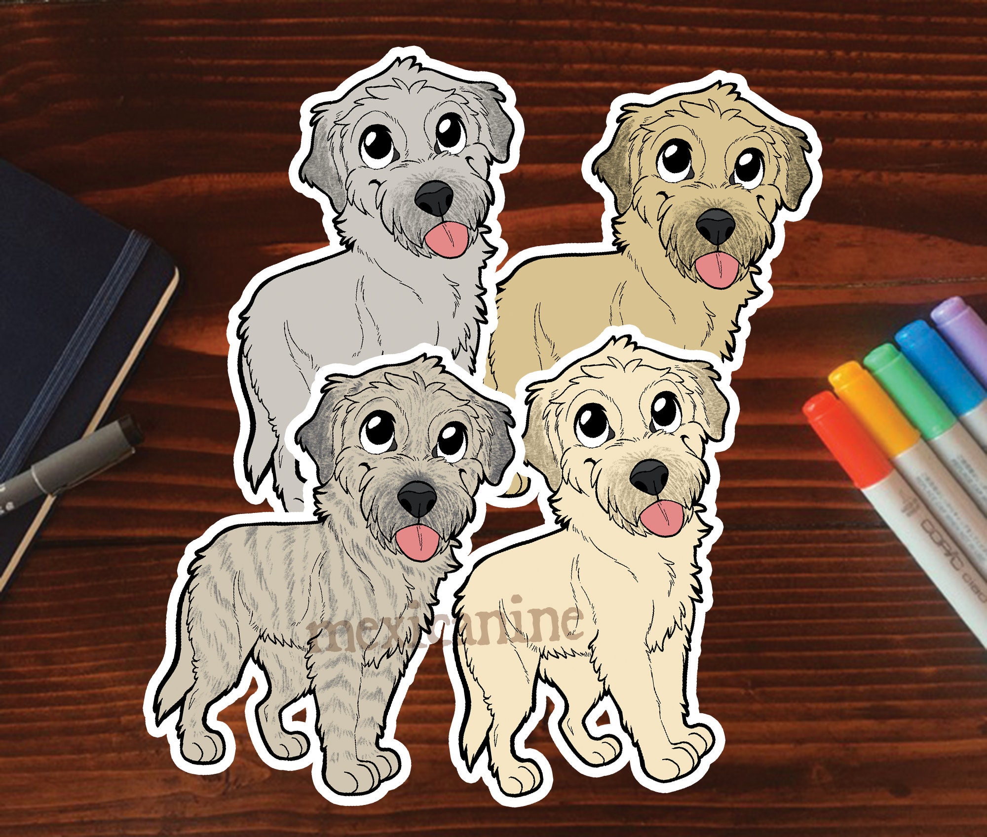 Irish Wolfhound Sticker Chibi Puppy Dog Vinyl Hand Drawn | Etsy