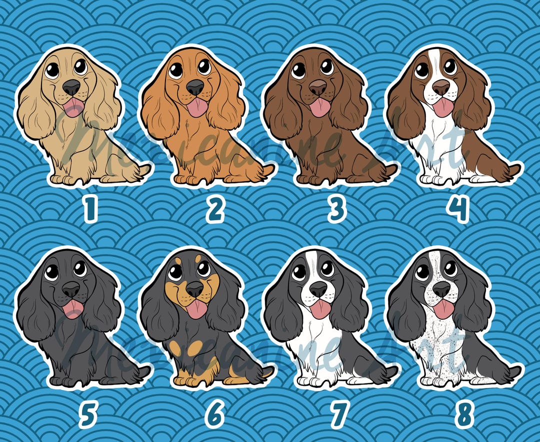 Spaniel Sticker || English Cocker, Field, Springer, Chibi Puppy Dog ...