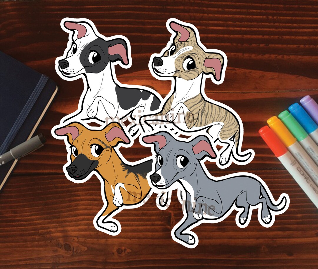 Whippet Sticker Chibi Puppy Dog Vinyl Hand Drawn - Etsy