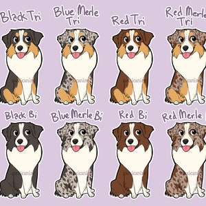 Australian Shepherd Sticker Aussie Chibi Puppy Dog, Vinyl, Hand Drawn ...