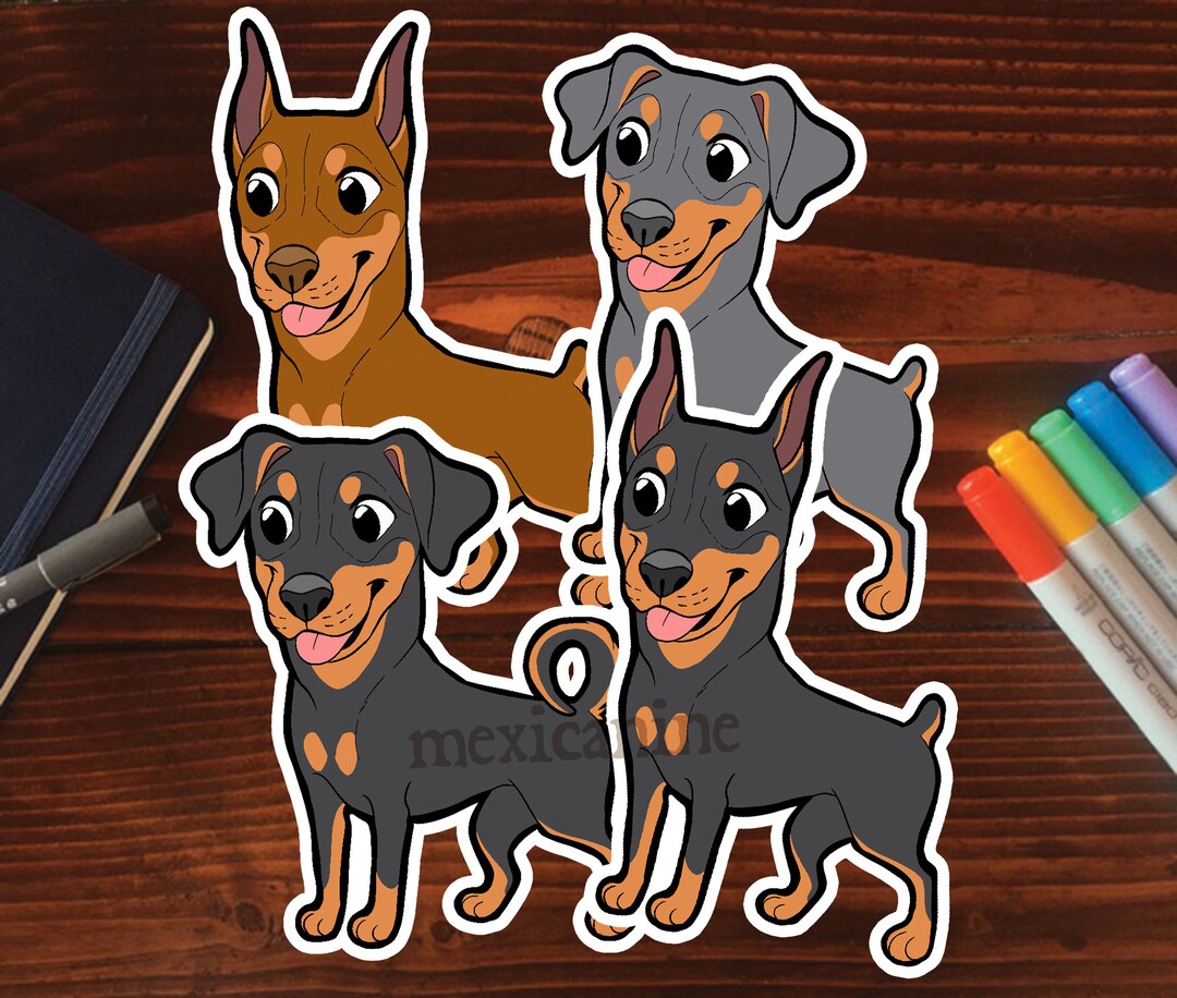 Doberman Pinscher Sticker Dobermann Chibi Puppy Dog, Vinyl, Hand Drawn ...