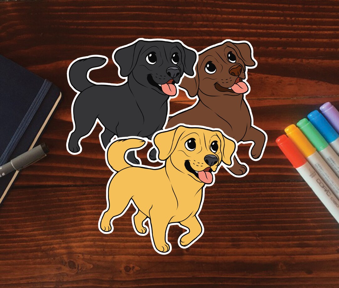 Labrador Retriever Sticker Chibi Puppy Dog, Vinyl, Hand Drawn ...