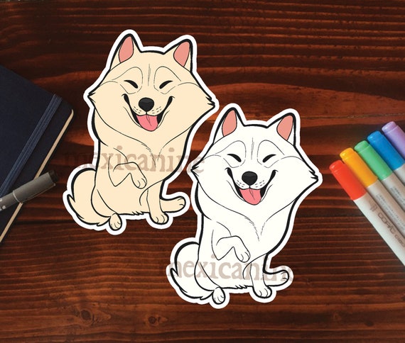 Samoyed Sticker Chibi Puppy Dog Vinyl Hand Drawn | Etsy