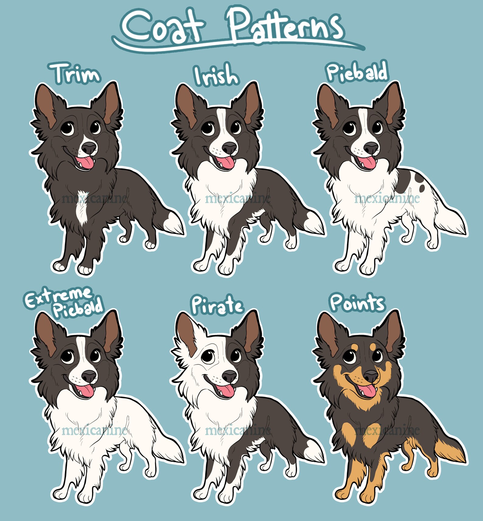 Border Collie rough Sticker Chibi Puppy Dog Vinyl Hand | Etsy