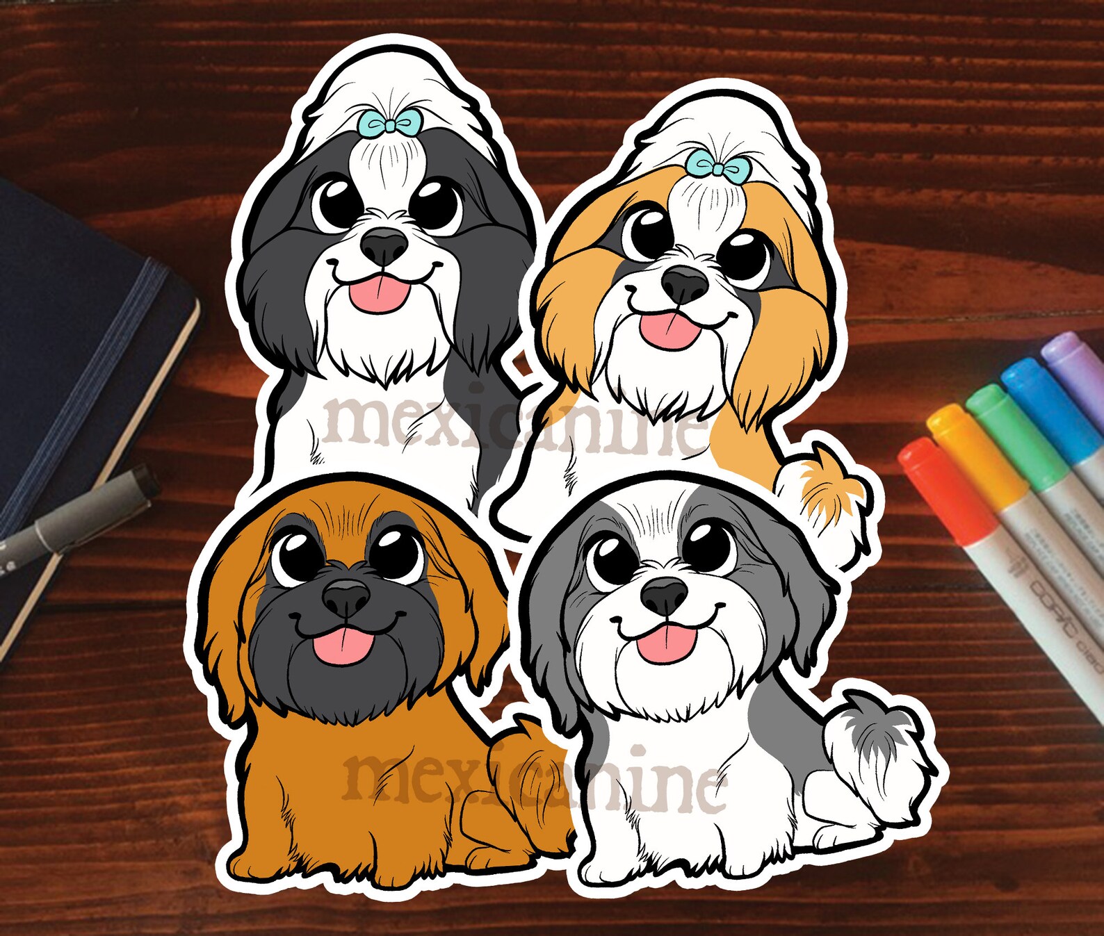 Shih Tzu Sticker Chibi Puppy Dog Vinyl Hand Drawn - Etsy