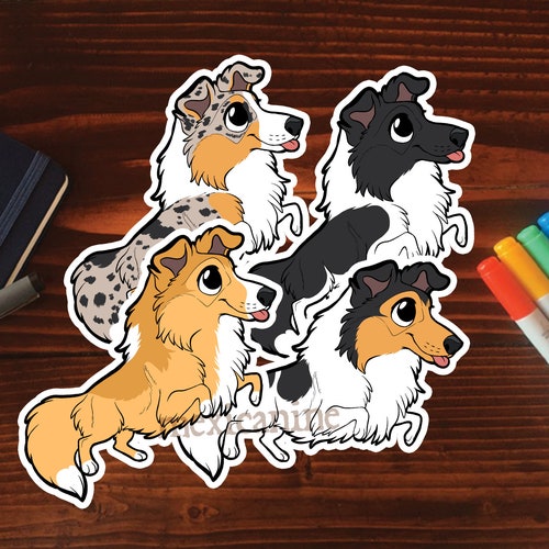 Sheltie Sticker Set Shetland Sheepdog Stickers Dog - Etsy