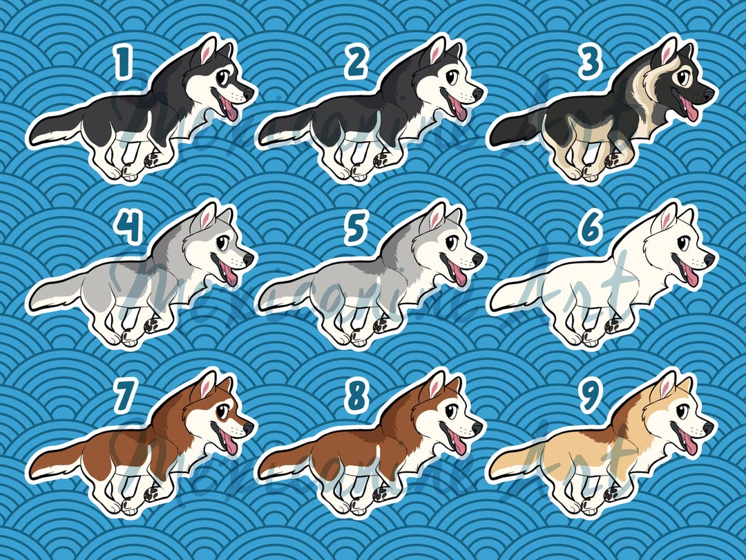 Siberian Husky Sticker || Chibi Puppy Dog, Vinyl, Hand Drawn ...