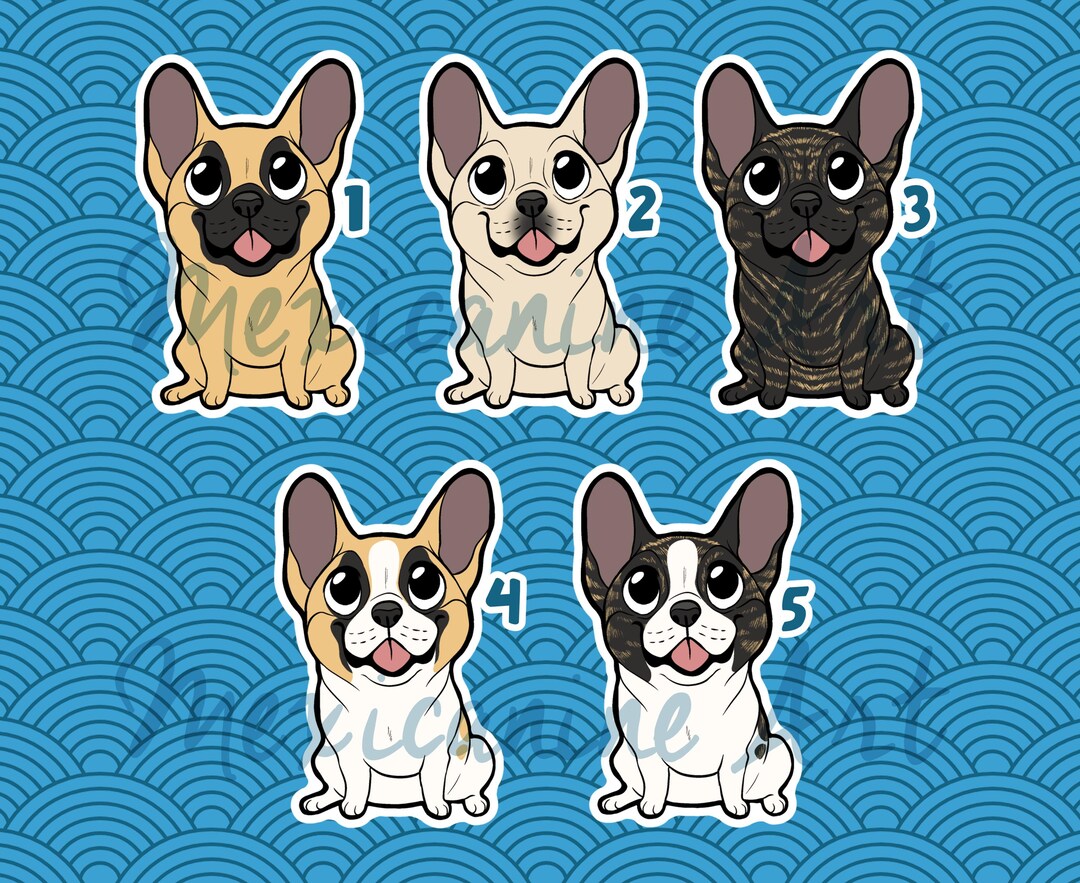 French Bulldog Sticker || Frenchie Chibi Puppy Dog, Vinyl, Hand Drawn ...
