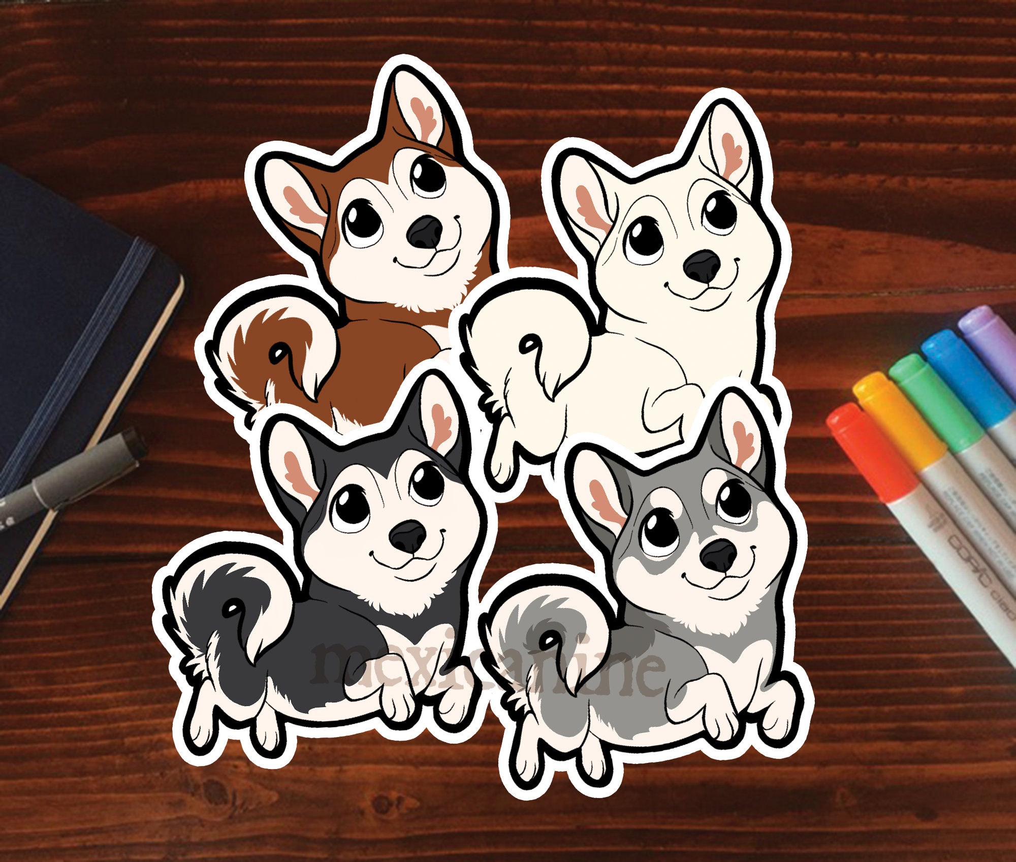 Alaskan Klee Kai Sticker Chibi Puppy Dog Vinyl Hand Drawn - Etsy