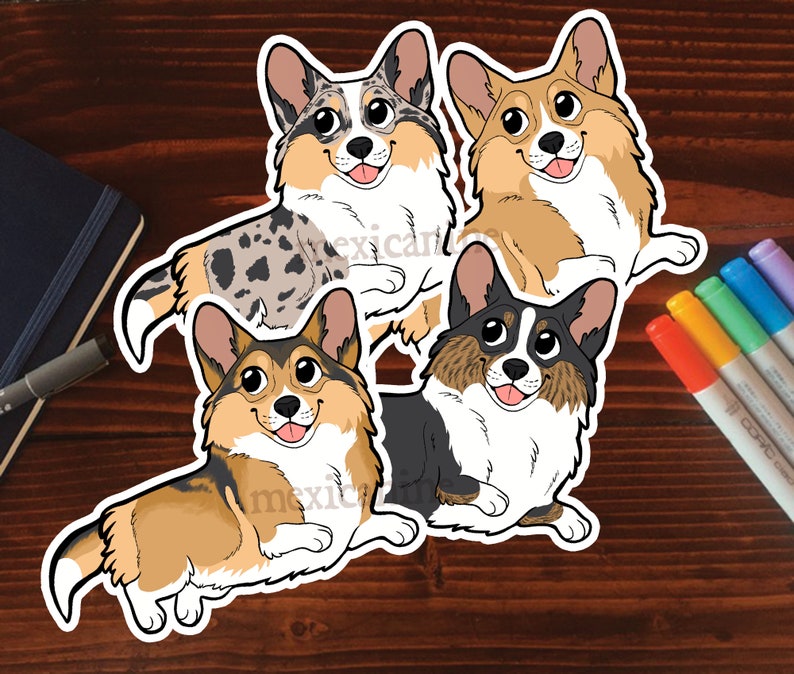 Cardigan Corgi Sticker Chibi Puppy Dog Vinyl Hand Drawn | Etsy