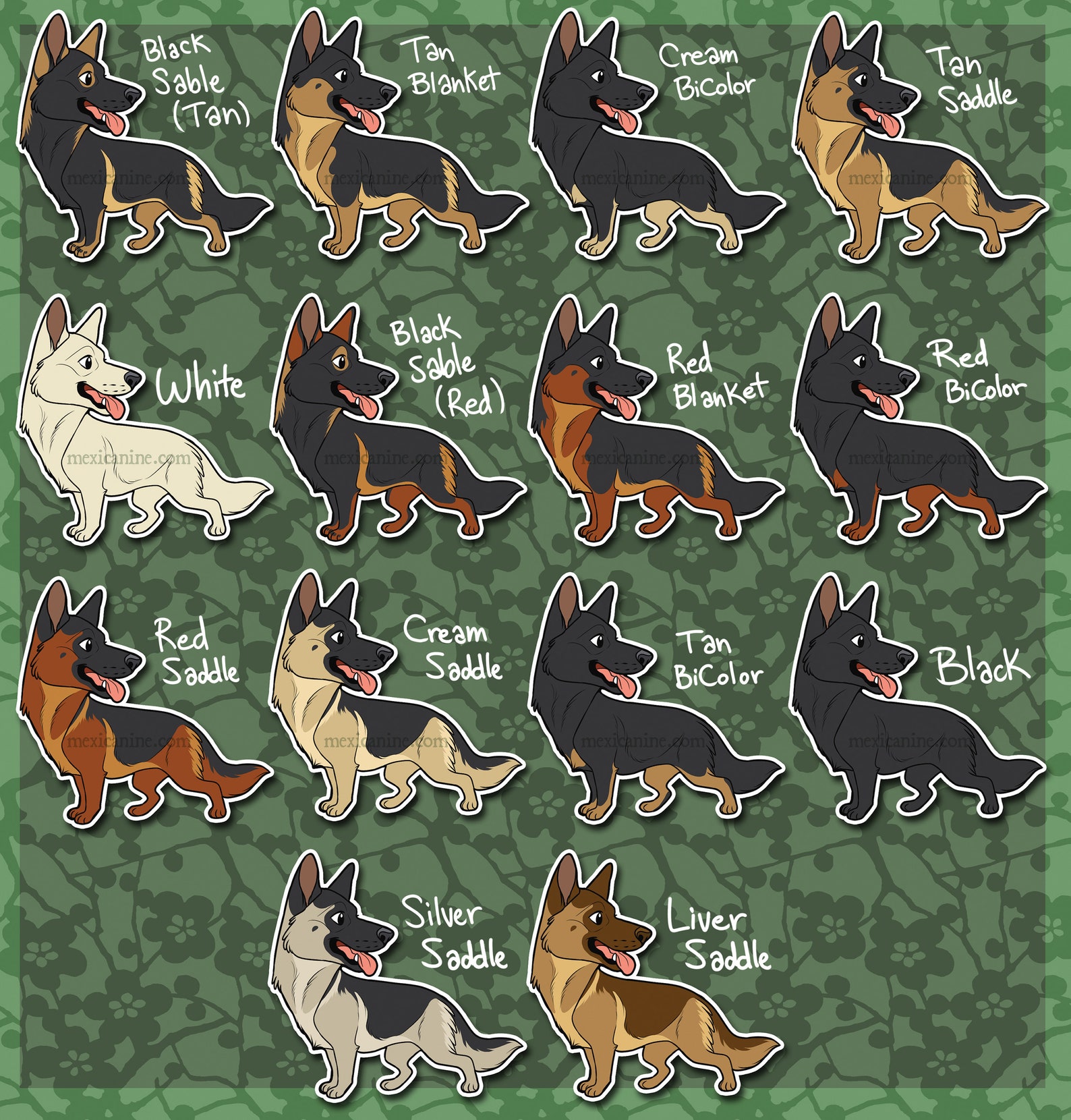 German Shepherd Sticker Chibi Puppy Dog Vinyl Hand Drawn | Etsy