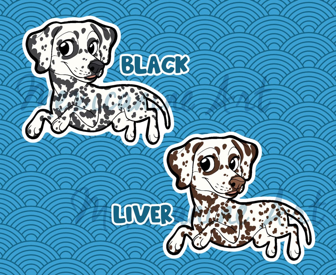Dalmatian Sticker || Chibi Puppy Dog, Vinyl, Hand Drawn Illustration ...