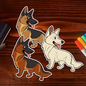 German Shepherd Sticker Chibi Puppy Dog Vinyl Hand Drawn - Etsy