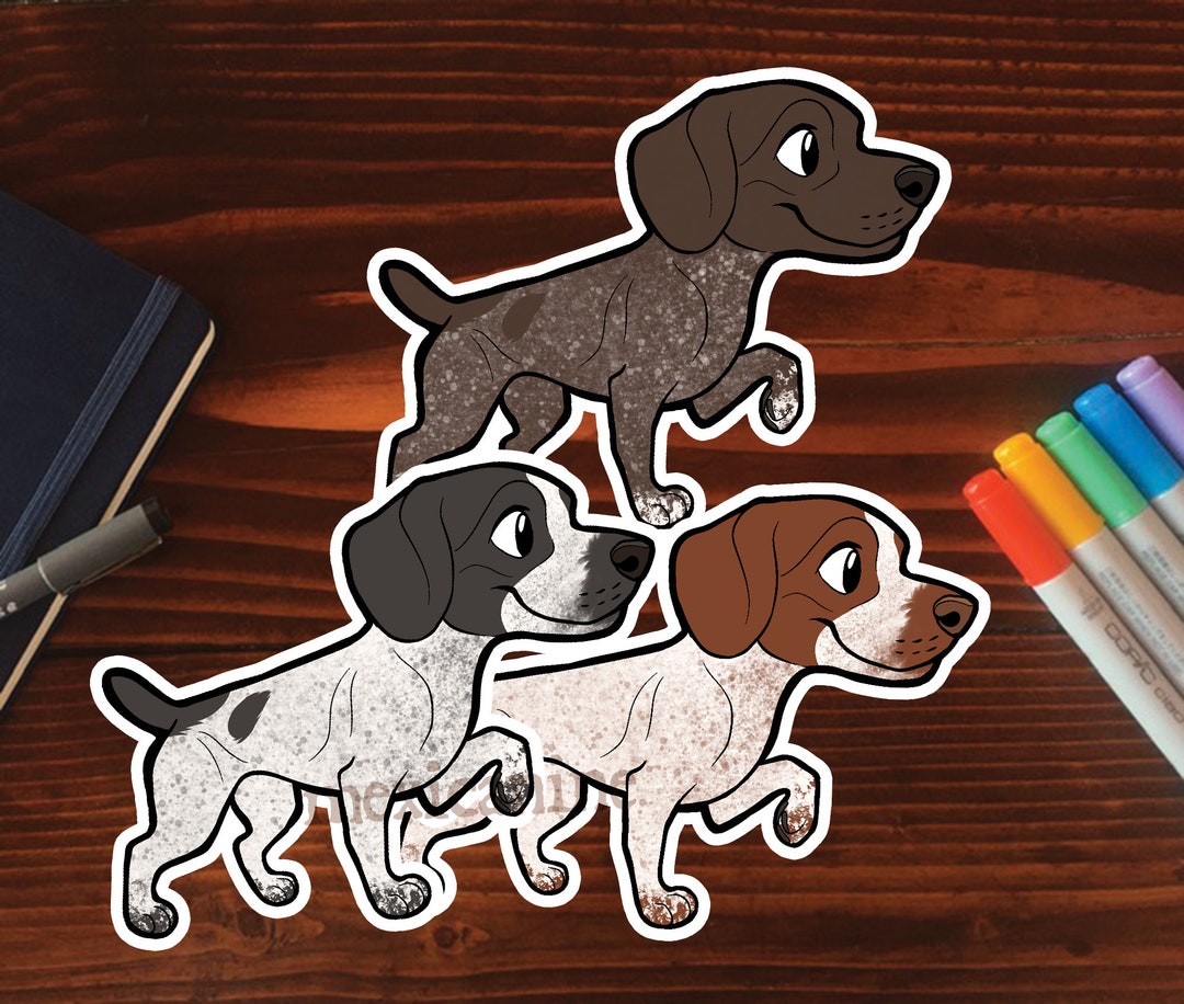 GSP Sticker German Shorthaired Pointer Chibi Puppy Dog, Vinyl, Hand ...