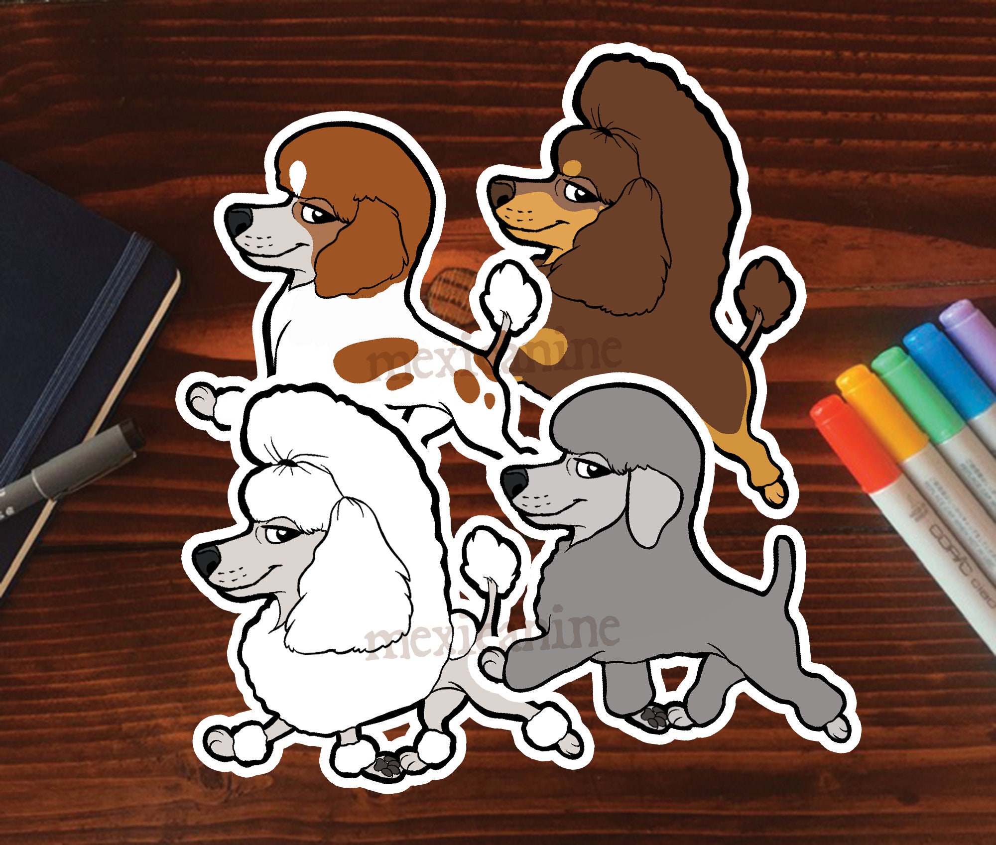 Poodle Sticker Caniche Pudel Chibi Puppy Dog Vinyl Hand - Etsy