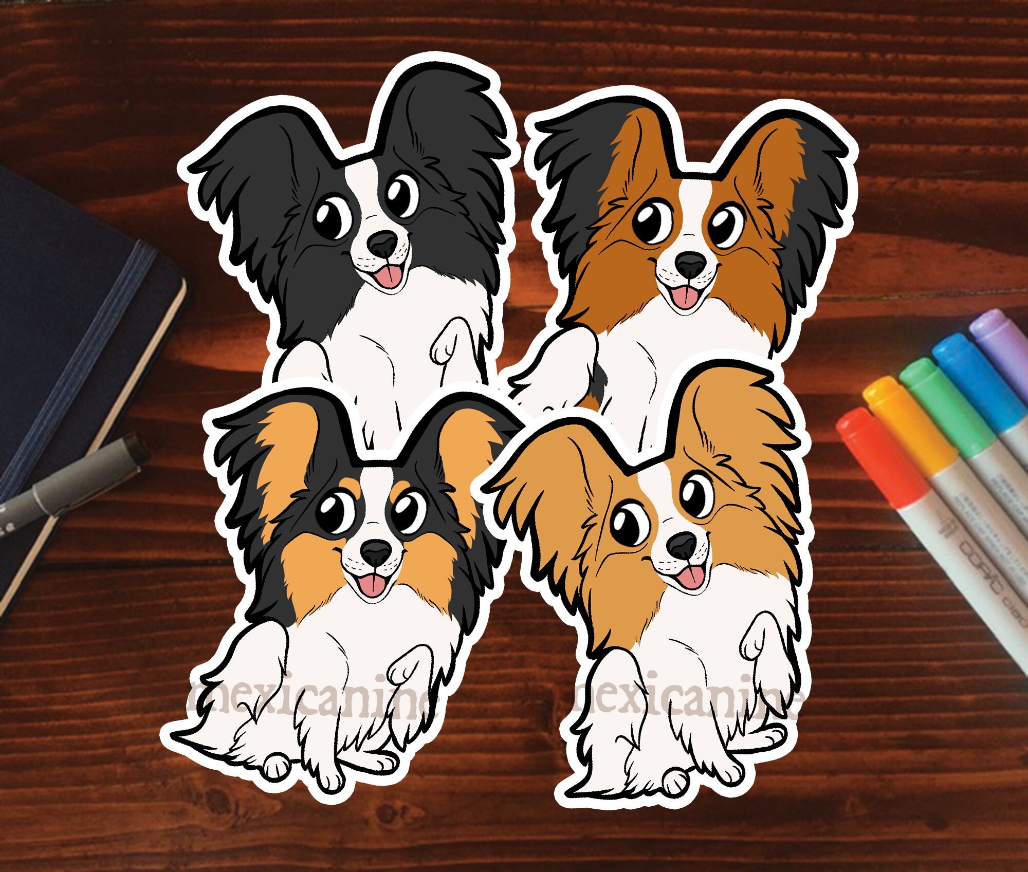 Papillon Sticker Chibi Puppy Dog Vinyl Hand Drawn - Etsy