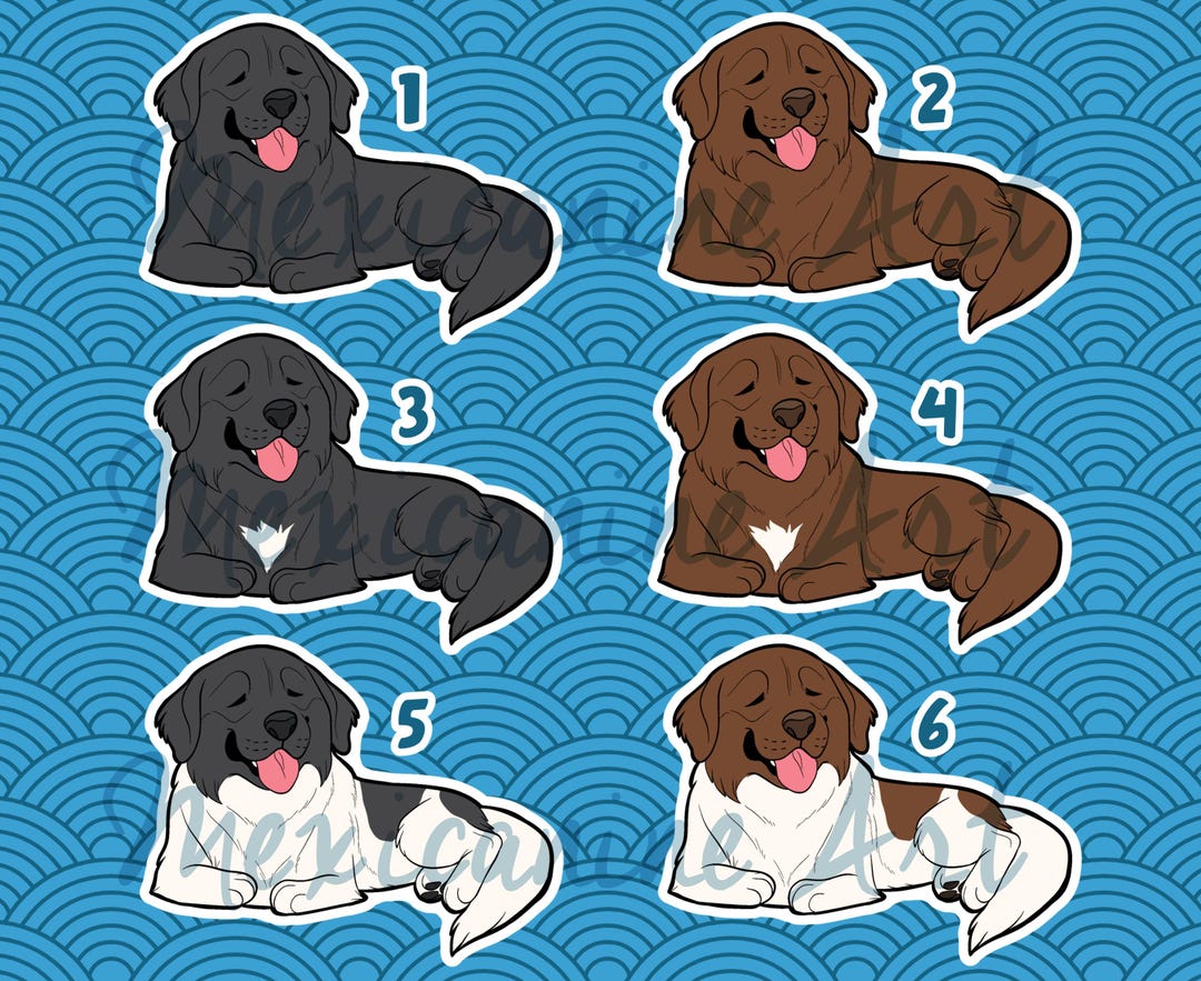 Newfoundland Sticker || Newfie Puppy Dog, Vinyl, Hand Drawn ...