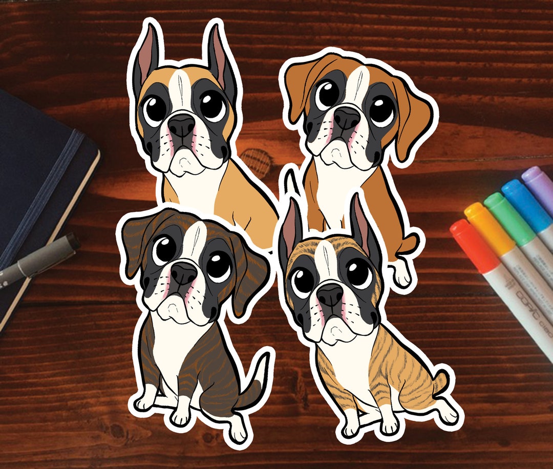 Boxer Dog Sticker Chibi Puppy Dog Vinyl Hand Drawn - Etsy