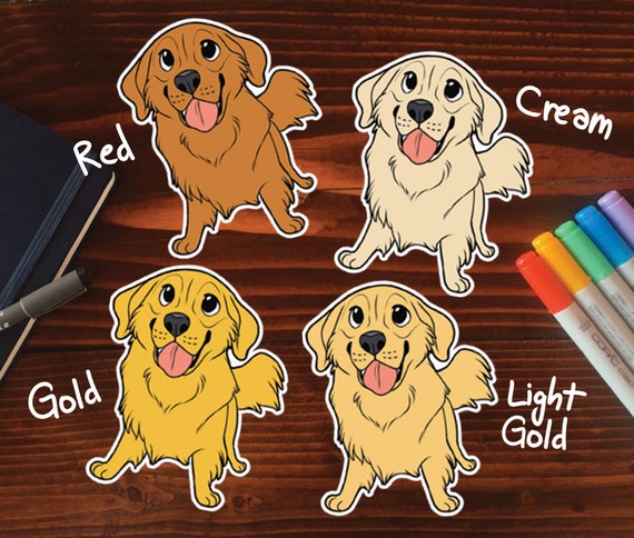 Golden Retriever Sticker Chibi Puppy Dog Vinyl Hand Drawn - Etsy
