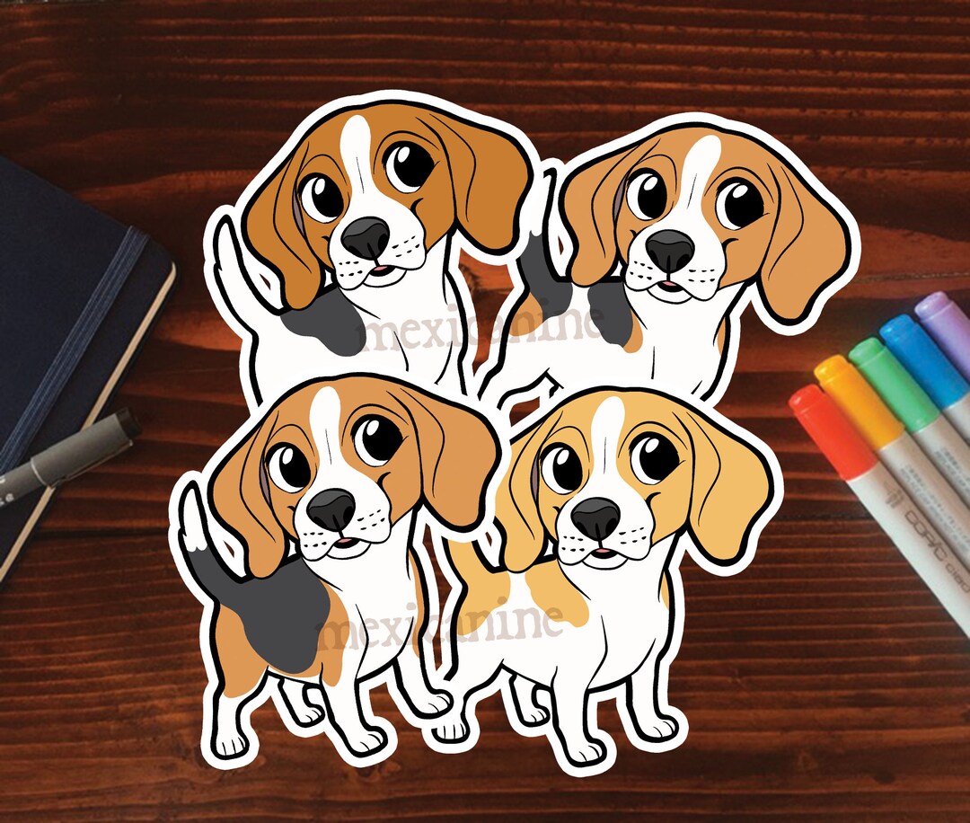 Beagle Sticker Chibi Puppy Dog Vinyl Hand Drawn - Etsy