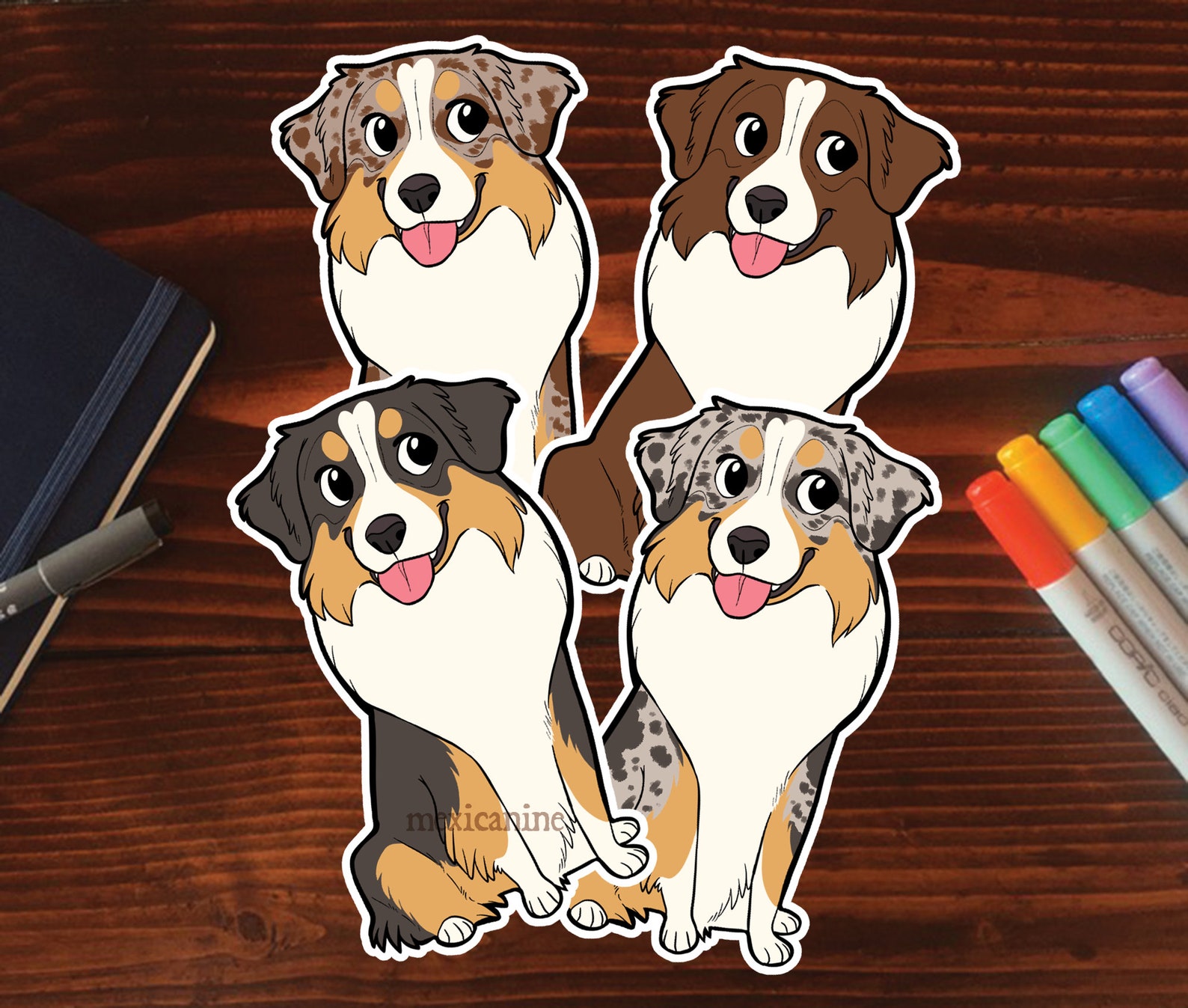 Australian Shepherd Sticker Aussie Chibi Puppy Dog Vinyl - Etsy