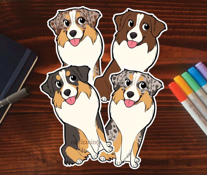 Australian Shepherd Sticker Aussie Chibi Puppy Dog Vinyl - Etsy
