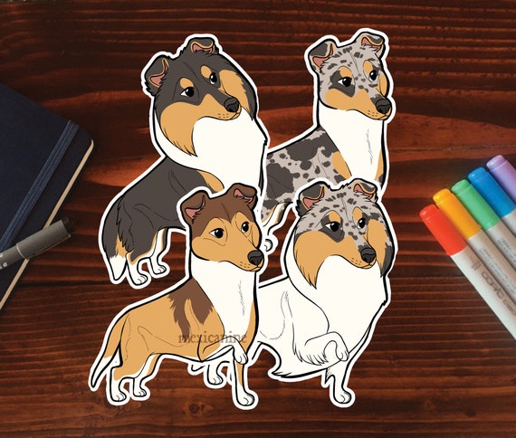 Collie Sticker Chibi Puppy Dog Vinyl Hand Drawn | Etsy