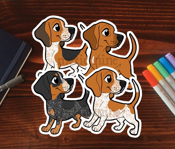Coonhound Sticker Hound Chibi Puppy Dog Vinyl Hand Drawn - Etsy