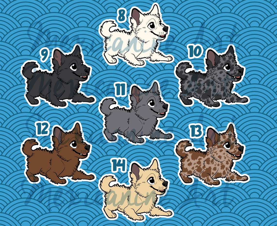 Mudi Sticker || Chibi Puppy Dog, Vinyl, Hand Drawn Illustration ...