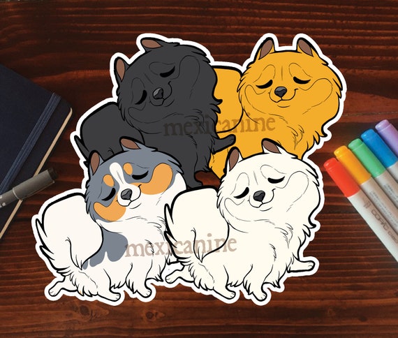 Pomeranian Sticker Chibi Puppy Dog Vinyl Hand Drawn | Etsy