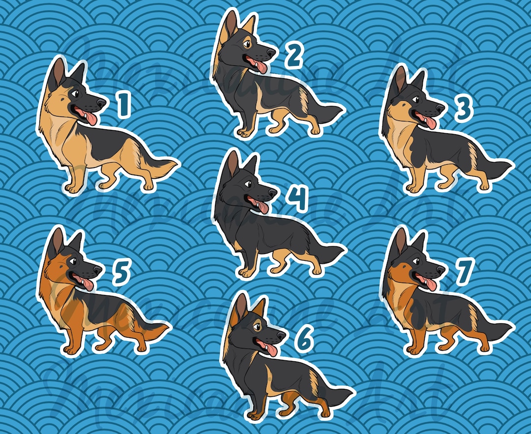 German Shepherd Sticker || Chibi Puppy Dog, Vinyl, Hand Drawn ...