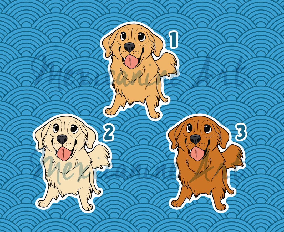 Golden Retriever Sticker || Chibi Puppy Dog, Vinyl, Hand Drawn ...