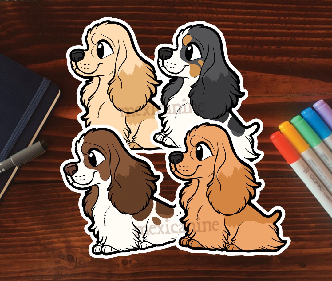 American Cocker Spaniel Sticker Chibi Puppy Dog Vinyl - Etsy
