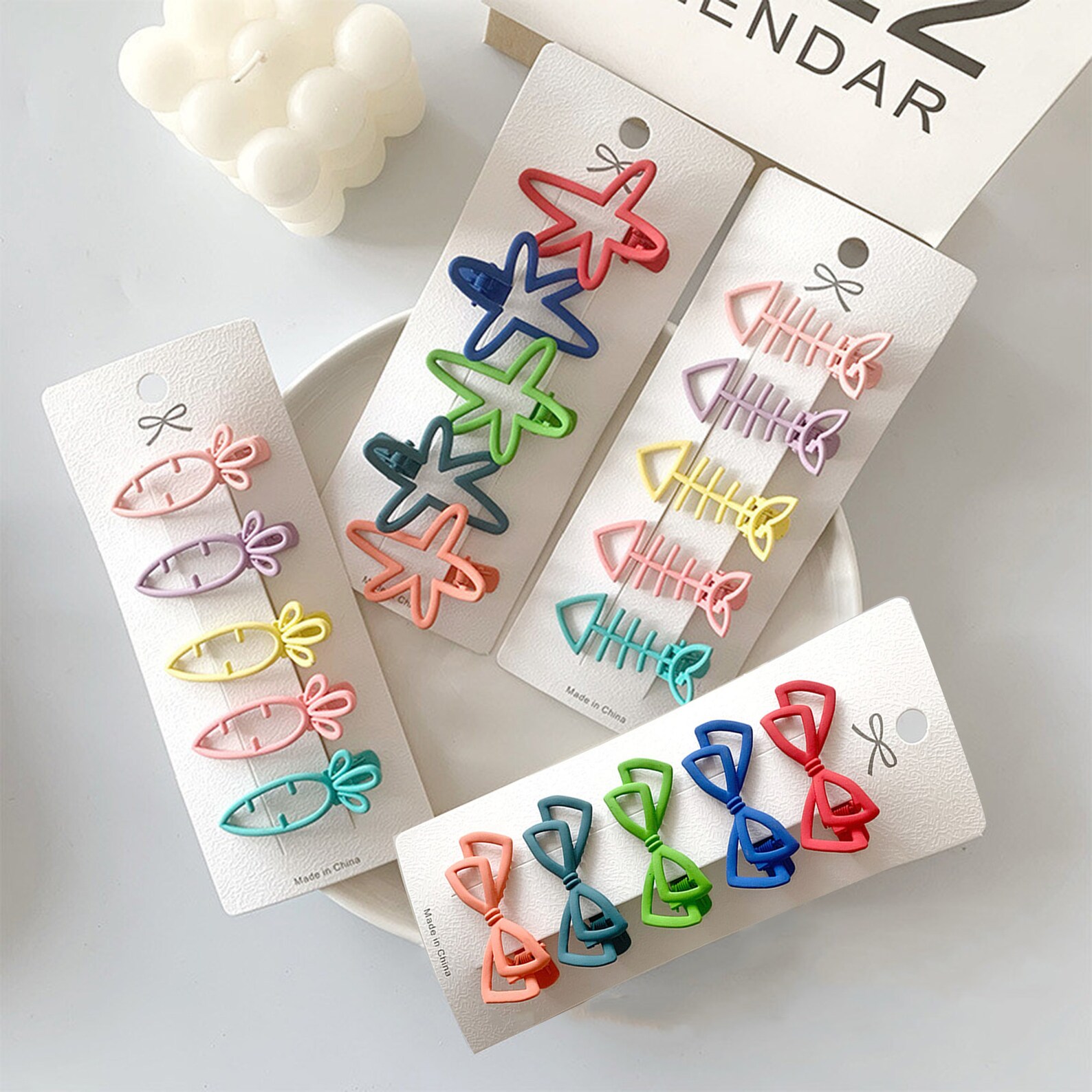 1 Sets/lot Simple Candy Color Fishbone Hairpin Female Side - Etsy