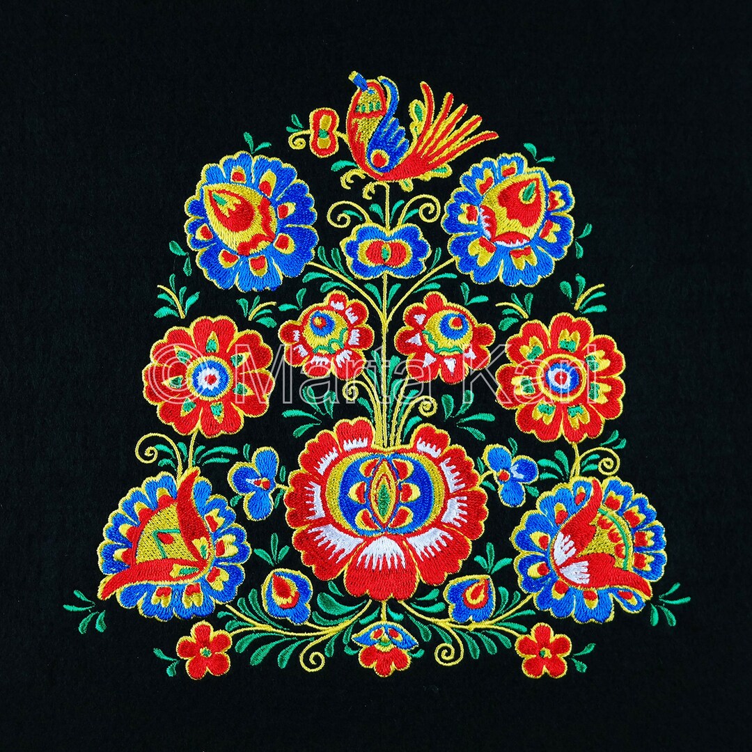 Floral Machine Embroidery Design: Moravian Folk Art - Etsy