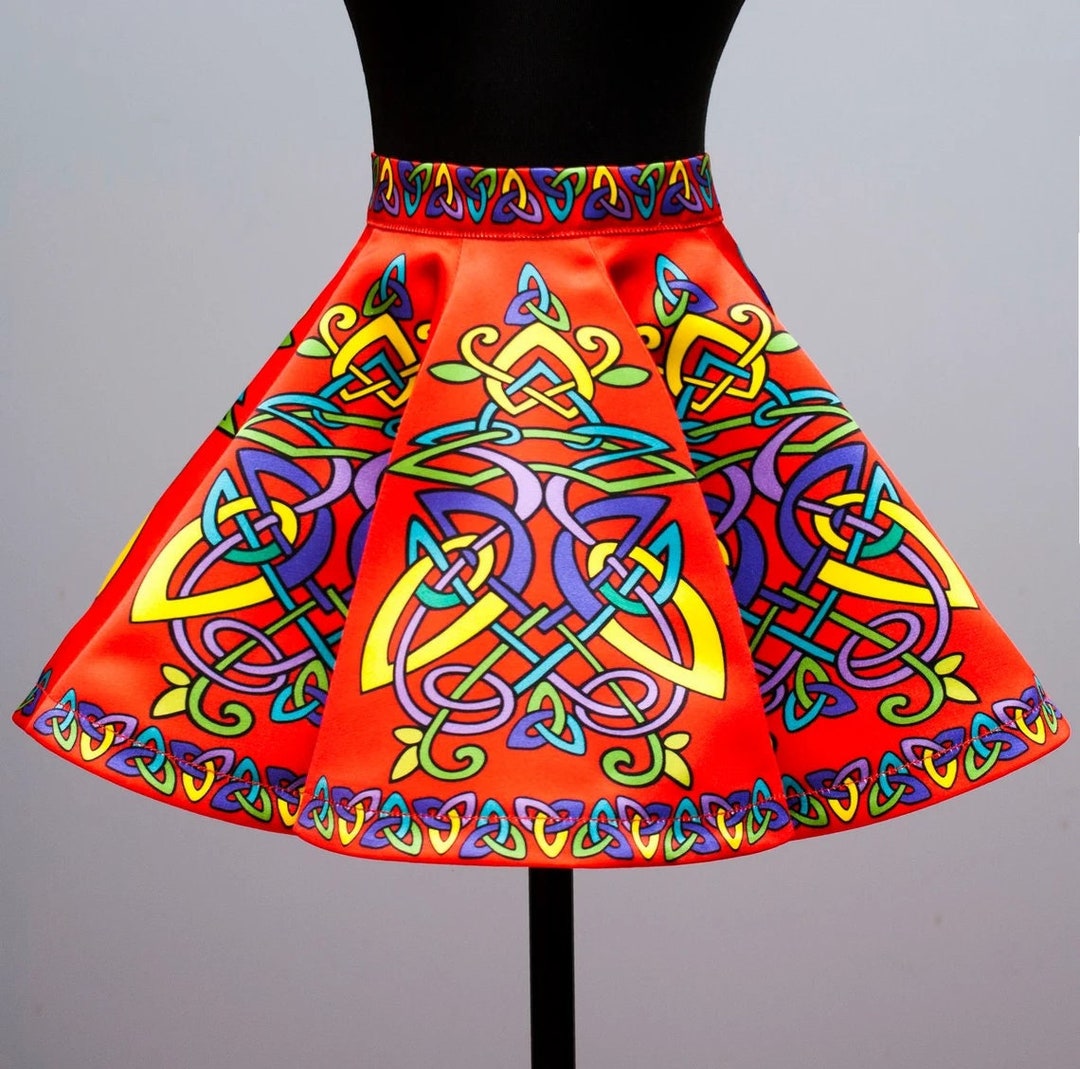 Red Irish Dance Skirt: Celtic Knotwork, Competition & Practice - Etsy