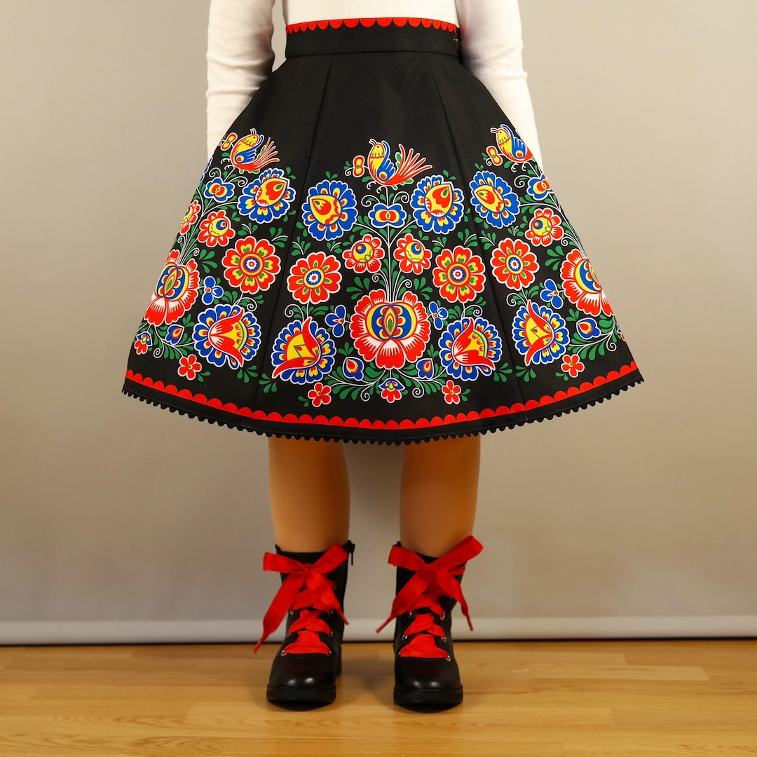 Moravian Folk Art Skirt: European Style Floral Print - Etsy