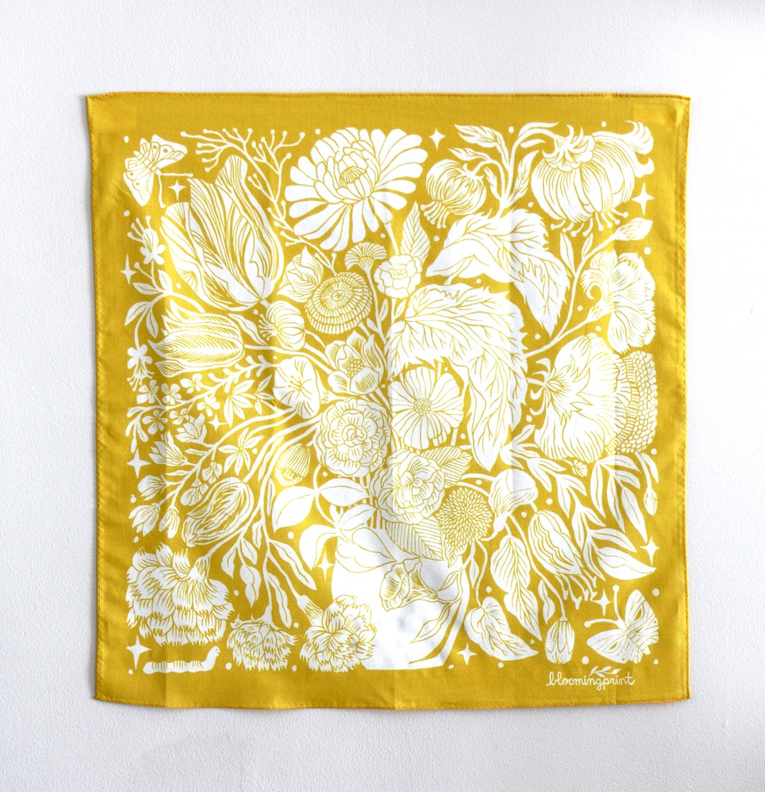Still Life Bandana, Wildflower Cotton Bandana, Floral Scarf, Soft ...