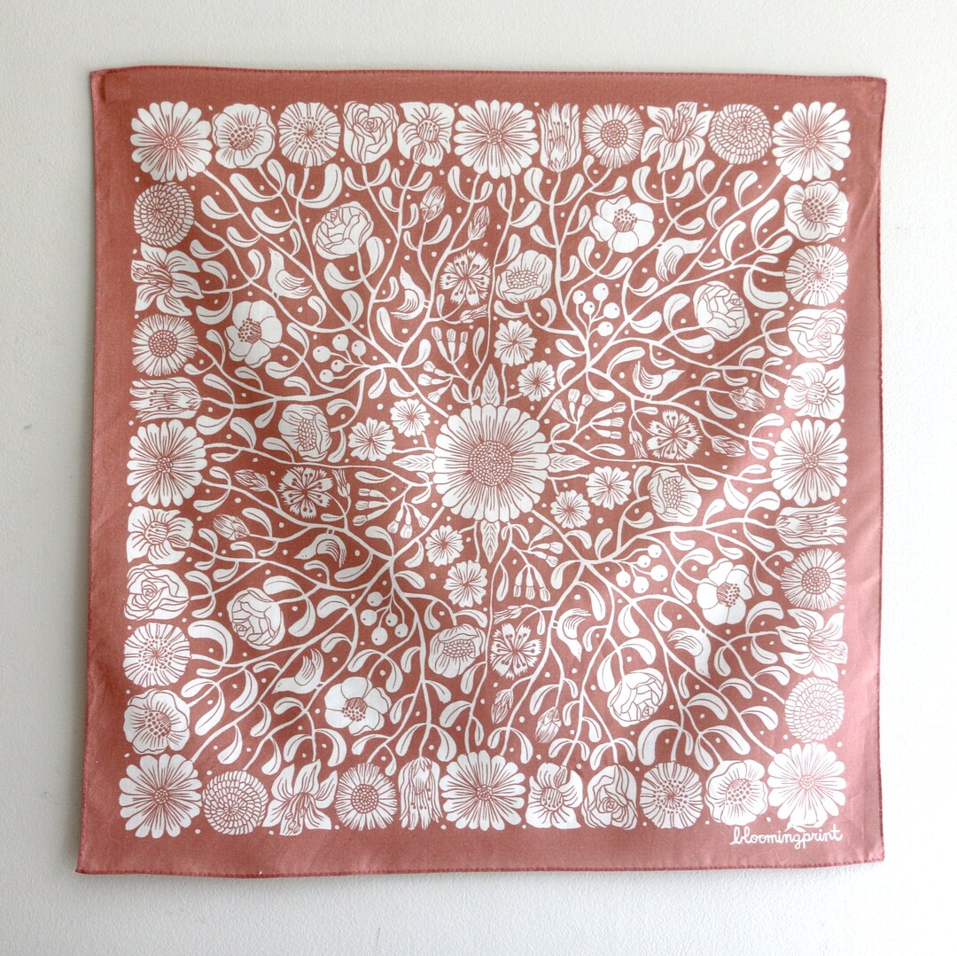 Bird Garden Bandana, Cotton Bandana, Floral Scarf, Soft Cotton Bandana ...