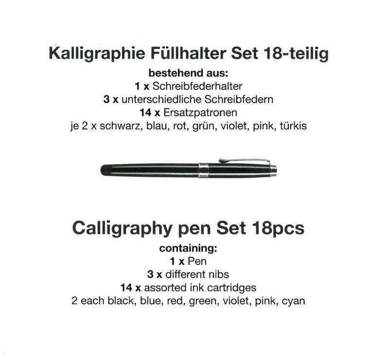 Calligraphy fountain pen set 3 different tips and 14 | Etsy
