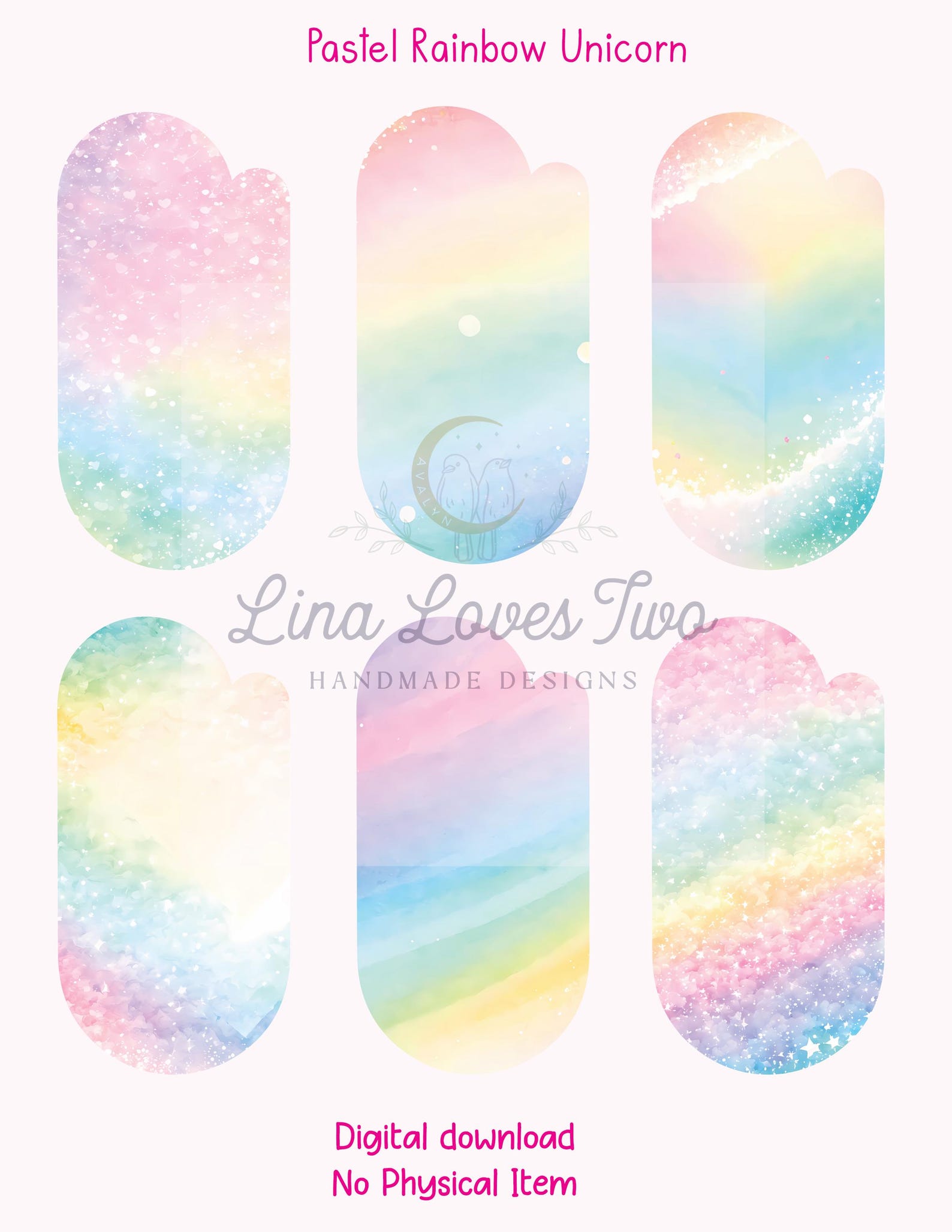 Pastel Rainbow Unicorn Jumbo Paperclip PNG: Sublimation Clipart ...