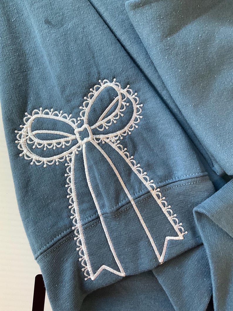 Embroidered Side Bow Sweatshirt: Classic Lace Design - Etsy