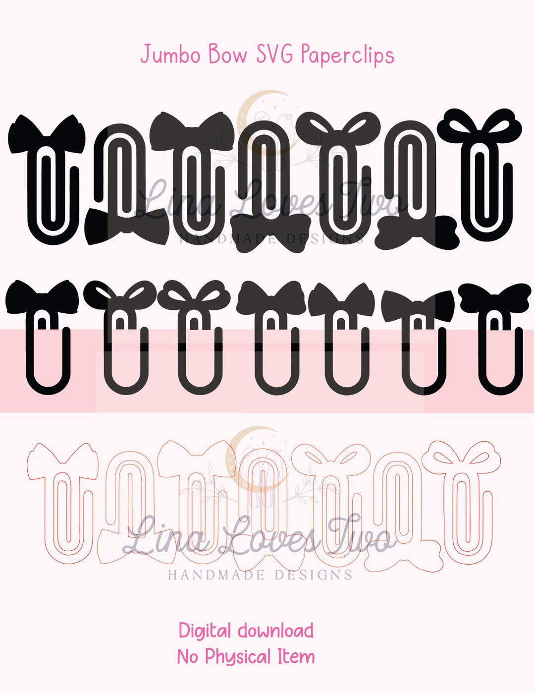 Jumbo Bow Paperclip SVG Template Digital File for Laser and Vinyl Cut ...