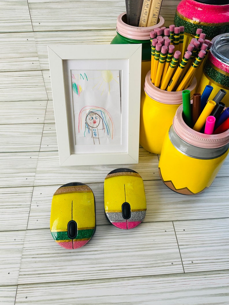 Pencil Wireless Mouse | Glitter Teacher Gift - Etsy