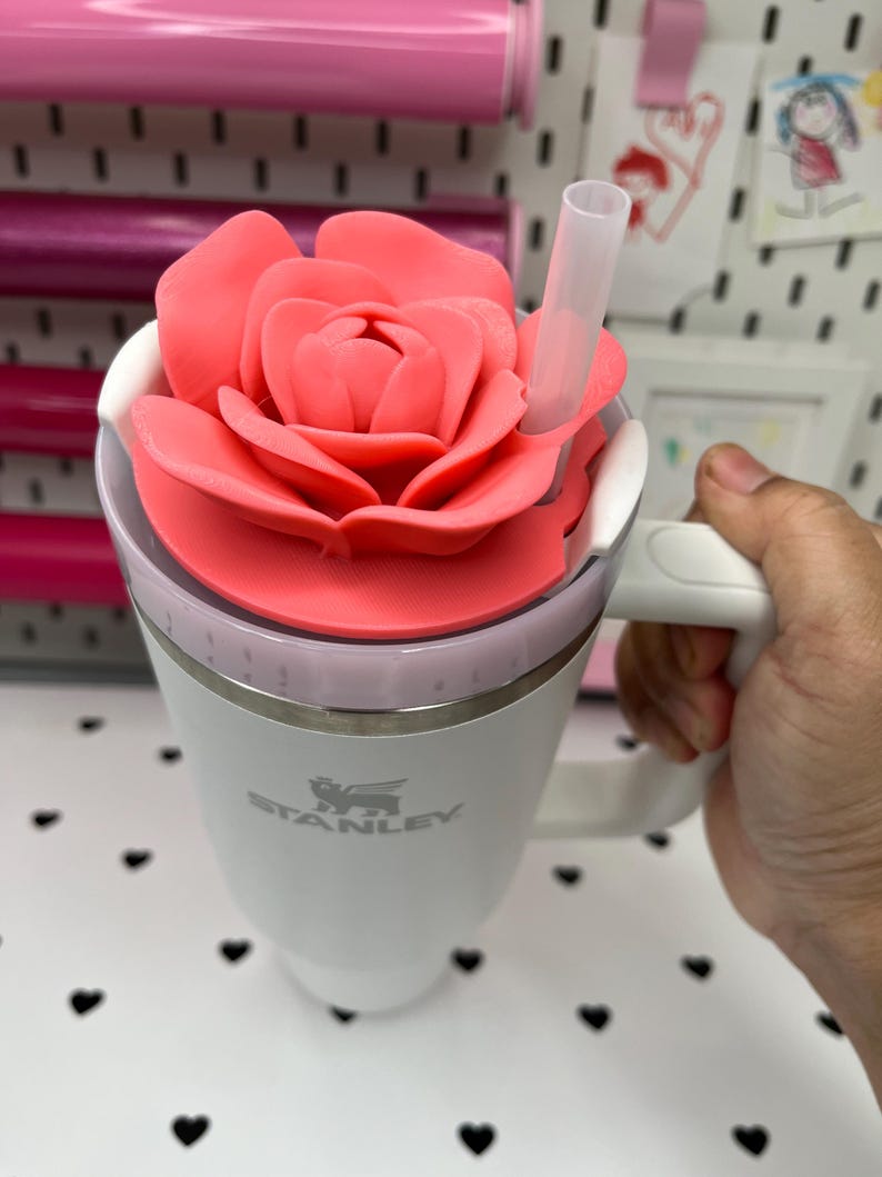 Rose Lid Topper STL and 3MF Files for 3D Print – Stanley and Libbey Cup ...
