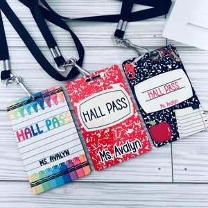 Custom Teacher Hall Pass Set: Double Sided Classroom Lanyards, 6-pack ...