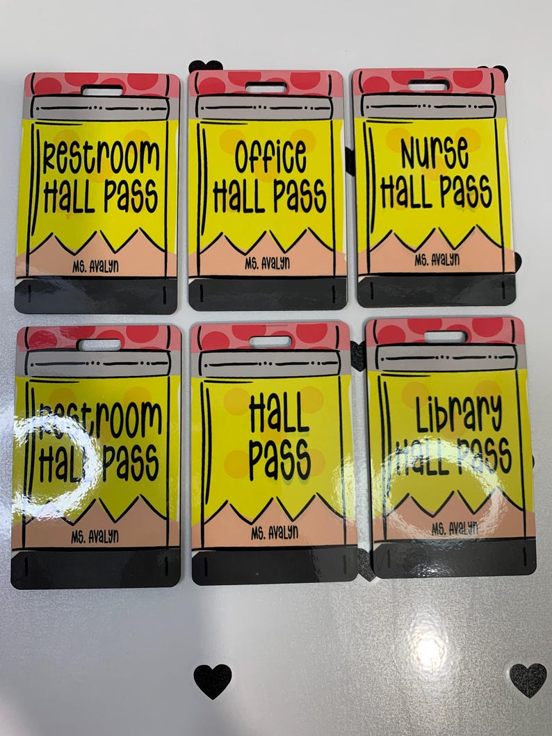Personalized Pencil Hall Pass Set: Rustic Classroom Decor, Lanyards ...