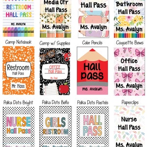 Custom Teacher Hall Pass Set: Double Sided Classroom Lanyards, 6-pack ...