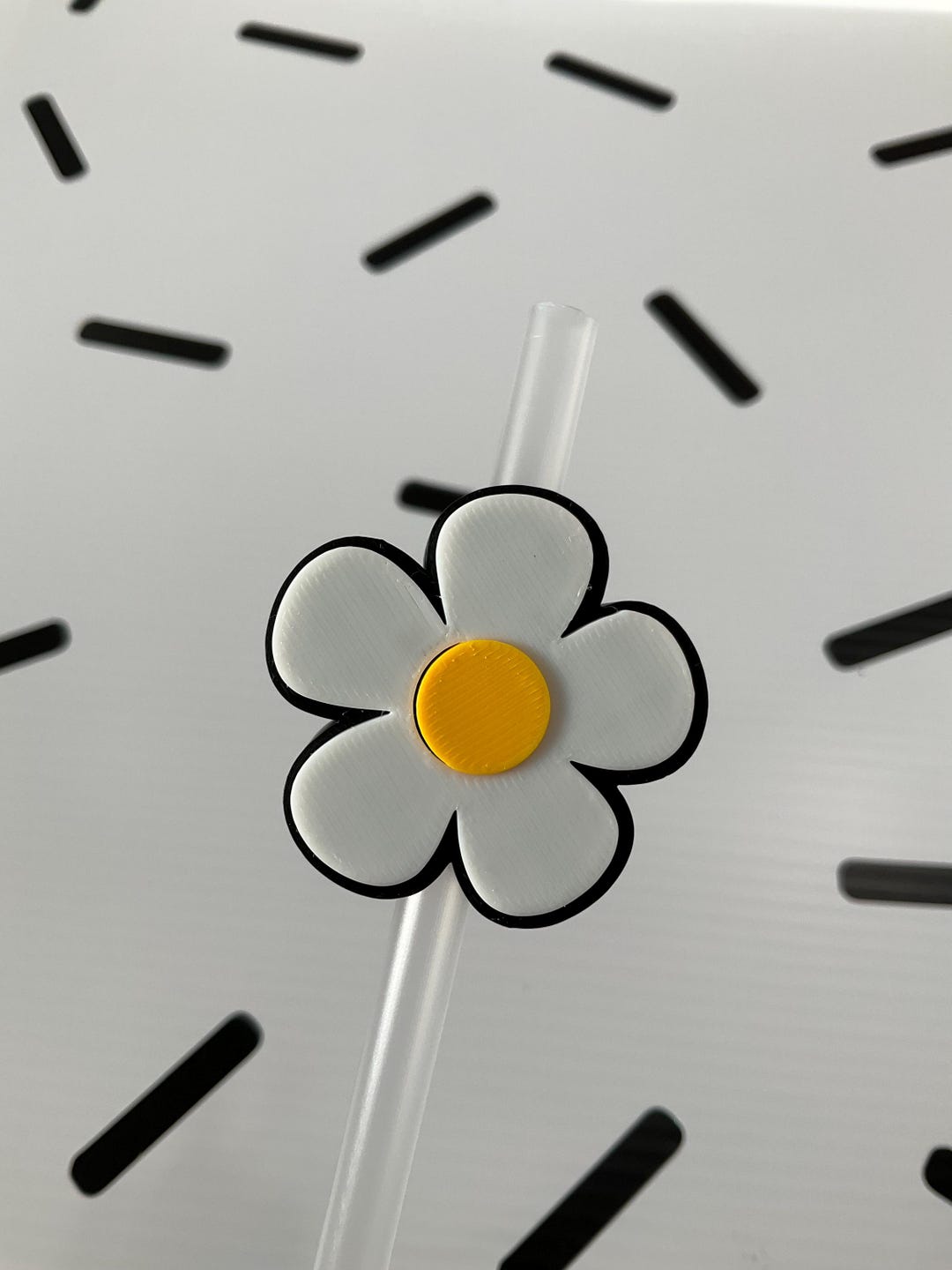 3D Printed Daisy Straw Topper: Reusable Floral Cup Charm - Etsy