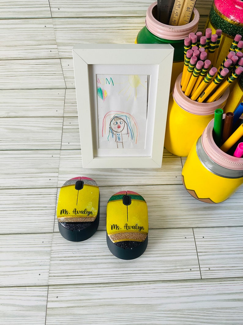 Pencil Wireless Mouse | Glitter Teacher Gift - Etsy